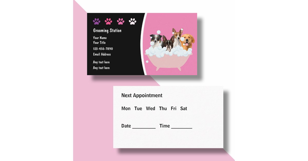 Pet Grooming Appointment Business Cards | Zazzle