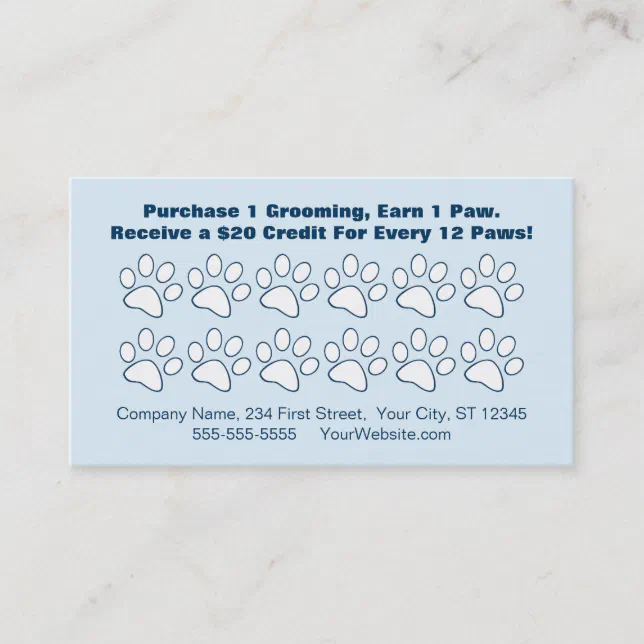 Pet Grooming Customer Loyalty Card | Zazzle