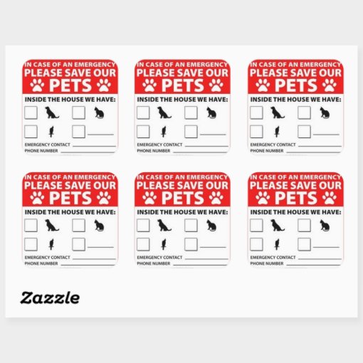 Pet Inside Alert Square Sticker | Zazzle