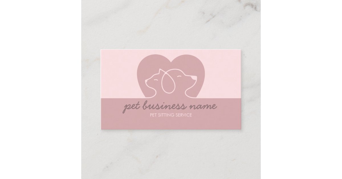 Pet Logo Dog Cat Heart pink veterinarian Business Card | Zazzle