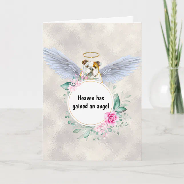 Pet loss English bulldog dog angel wings poem Card | Zazzle