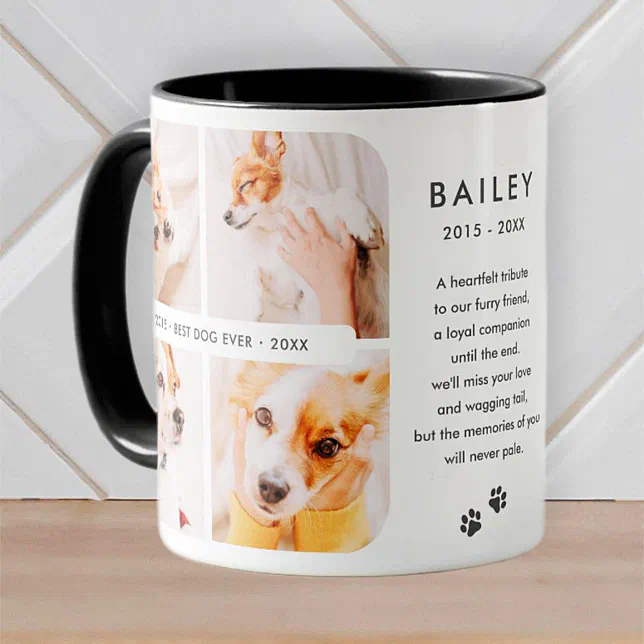 Pet Memorial Best Dog Ever Modern Photo Collage Mug | Zazzle