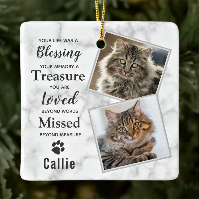 Pet Memorial Cat Remembrance Keepsake Photo Ceramic Ornament | Zazzle