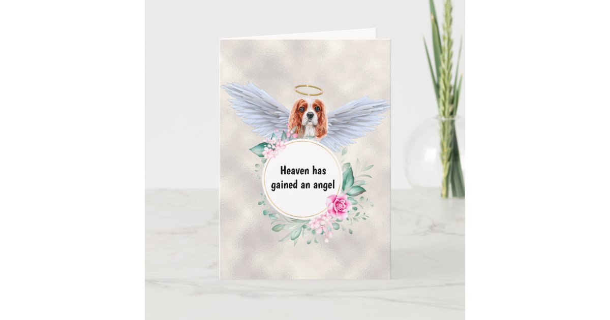 Pet memorial Charles Spaniel angel wings poem Card | Zazzle
