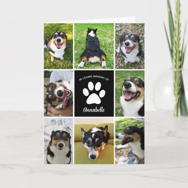 Pet Memorial Custom Dog Collage In Loving Memory Card | Zazzle