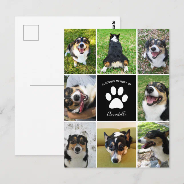 Pet Memorial Custom Dog Collage In Loving Memory Postcard | Zazzle
