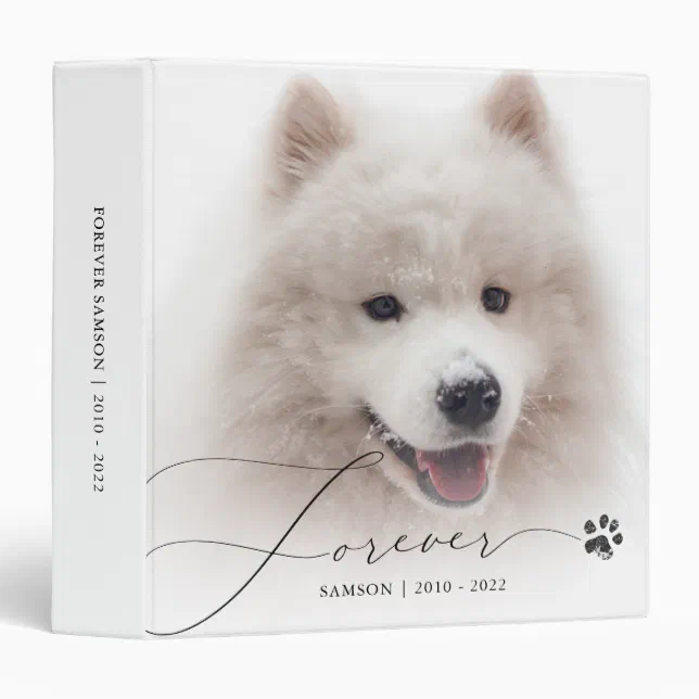 Pet Memorial Custom Photo Dog Paw Print Scrapbook 3 Ring Binder | Zazzle