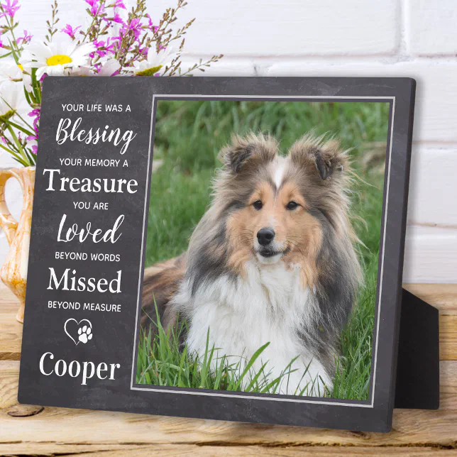 Pet Memorial Custom Photo Sympathy Dog Memorial Plaque | Zazzle