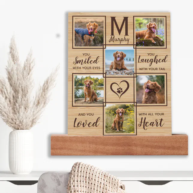 Pet Memorial Custom Wood Dog Photo Collage Picture Ledge | Zazzle