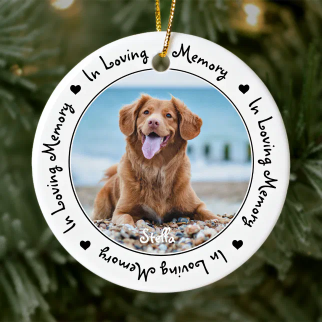 Pet Memorial Dog Photo In Loving Memory Ceramic Ornament | Zazzle