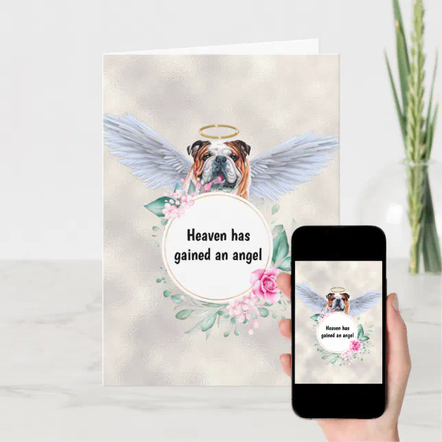 Pet memorial English bulldog dog angel wings poem Card | Zazzle