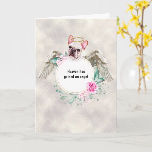 Pet memorial French bulldog angel wings poem Card | Zazzle