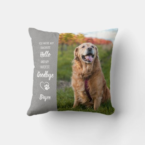 Pet Memorial Gift Personalized Dog Photo Throw Pillow | Zazzle