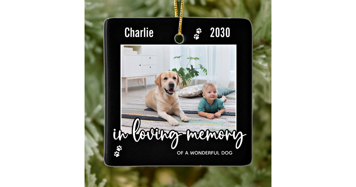 Pet Memorial In Loving Memory 2 Dog Photo Keepsake Ceramic Ornament ...