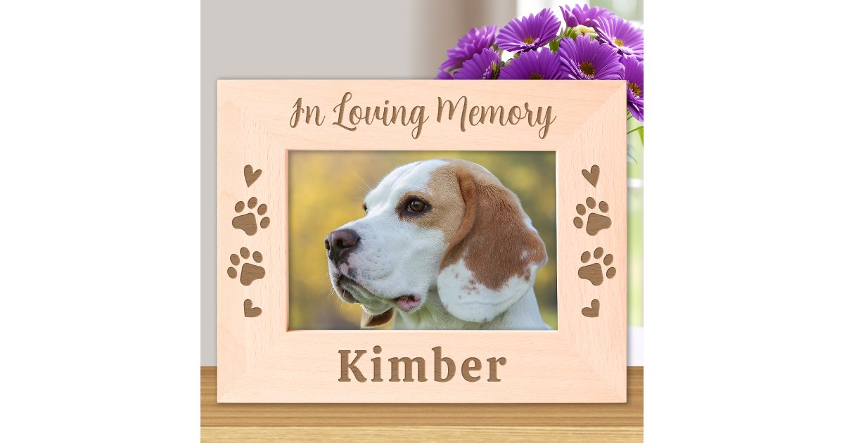 Pet Memorial In Loving Memory Dog Cat Wood Photo Engraved Frames | Zazzle