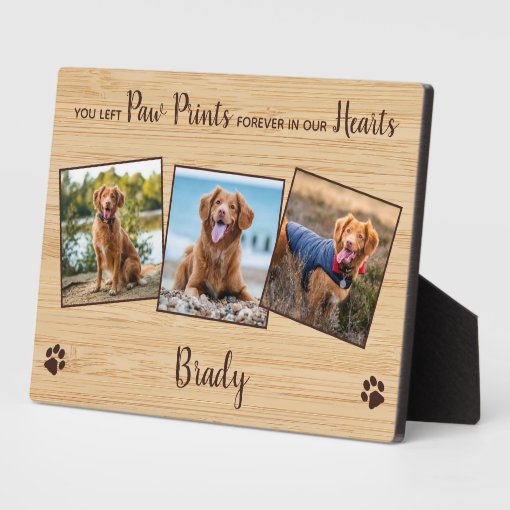 Pet Memorial Paw Prints Personalized Photo Collage Plaque | Zazzle