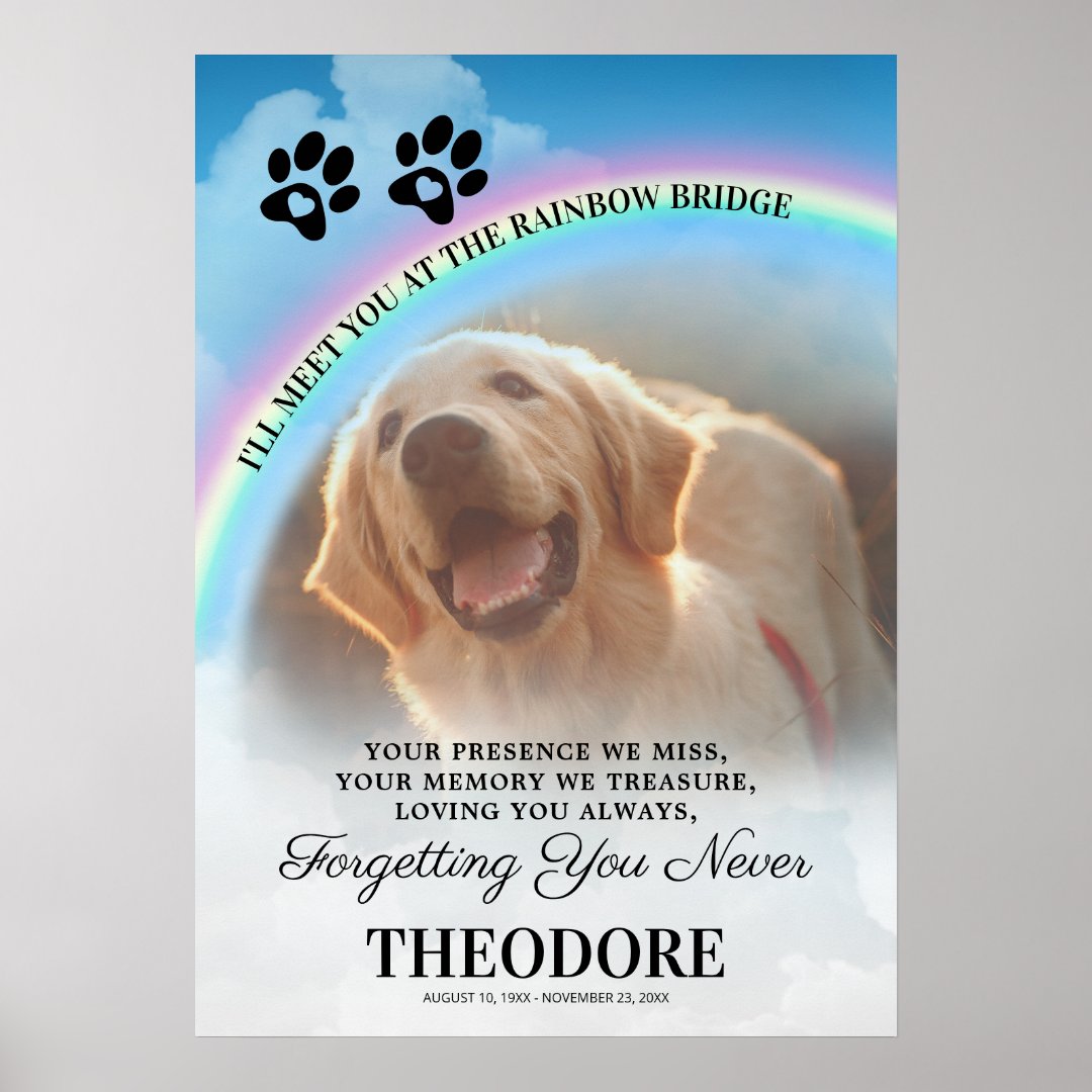 Pet Memorial Rainbow Bridge Photo Poster | Zazzle
