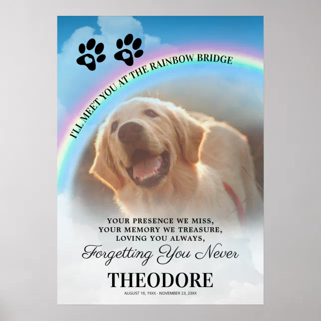 Pet Memorial Rainbow Bridge Photo Poster | Zazzle