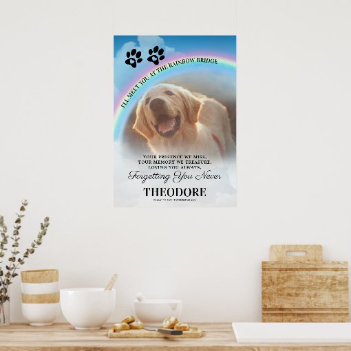 Pet Memorial Rainbow Bridge Photo Poster | Zazzle