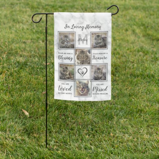 Pet Memorial Remembrance Unique Photo Collage Cat Garden Flag | Zazzle