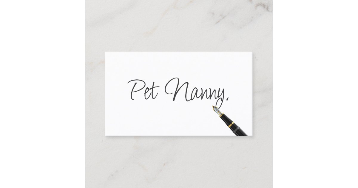 Pet Nanny Elegant Handwriting Script Business Card | Zazzle