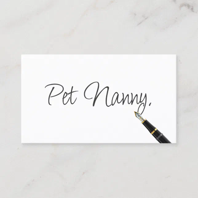 Pet Nanny Elegant Handwriting Script Business Card | Zazzle