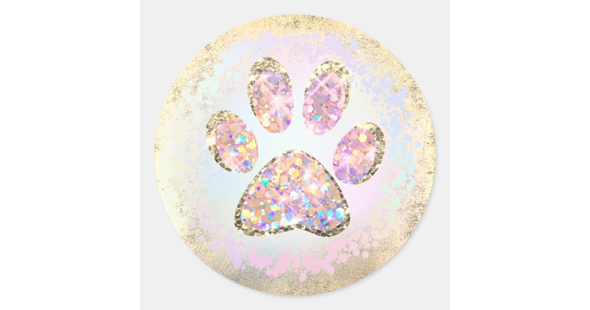 pet paw print design classic round sticker | Zazzle