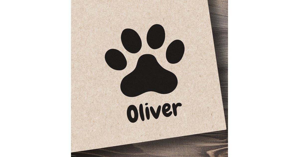 Pet paw print with personalized name signature rubber stamp | Zazzle