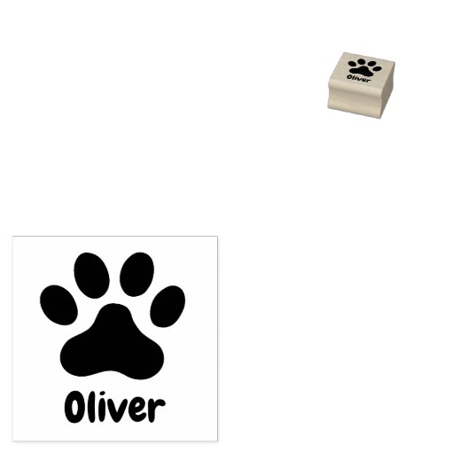 Pet paw print with personalized name signature rubber stamp | Zazzle