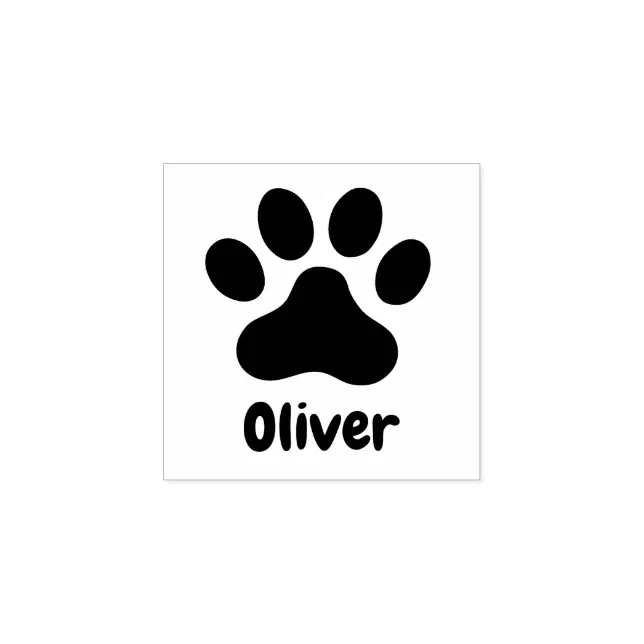 Pet paw print with personalized name signature rubber stamp | Zazzle