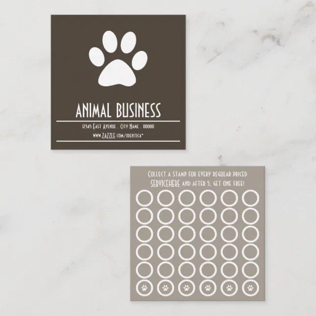 pet paw stamp card | Zazzle