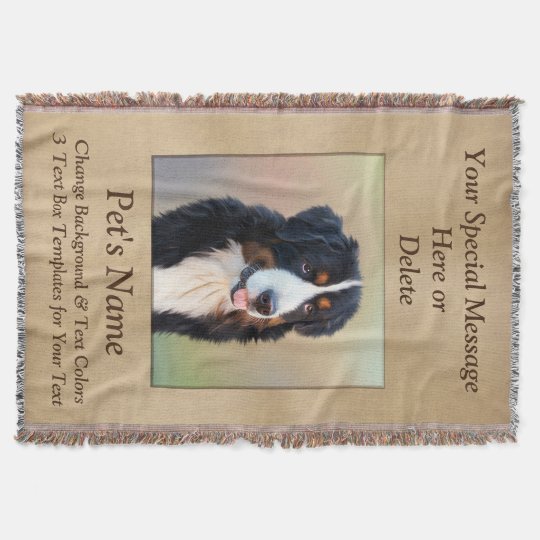 Pet Photo 3 Text Boxes Personalized Throw Blanket | Zazzle.com