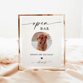 Pet Photo Drink Sign | Wedding Open Bar Sign | Zazzle