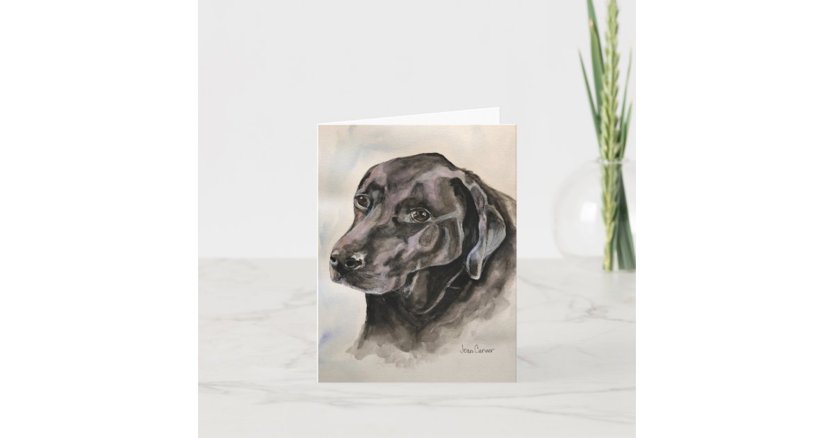 Pet Portrait - Black Lab Card | Zazzle