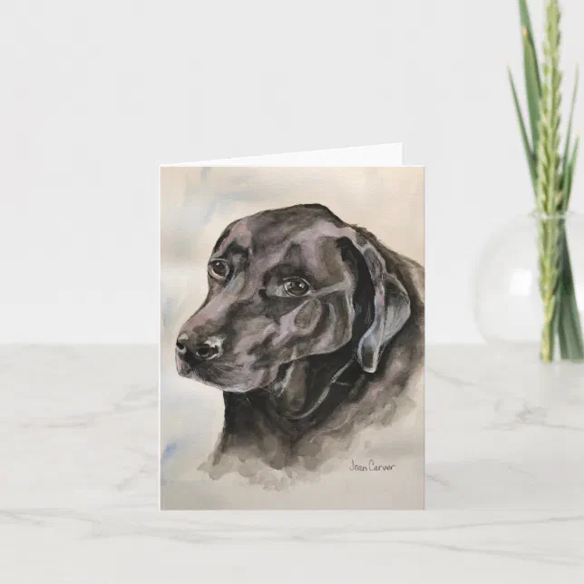 Pet Portrait - Black Lab Card | Zazzle