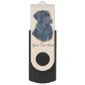 pet portrait picture of black labrador dog USB flash drive | Zazzle