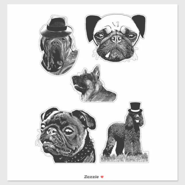 pet portraits mixed dog breed original collage art sticker | Zazzle