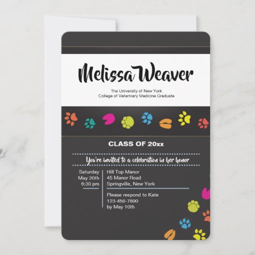 Pet Prints Veterinary School Graduation Invitation | Zazzle