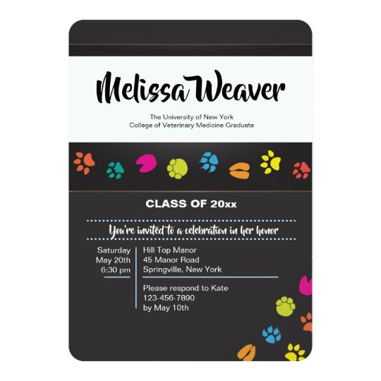 Pet Prints Veterinary School Graduation Invitation | Zazzle.com