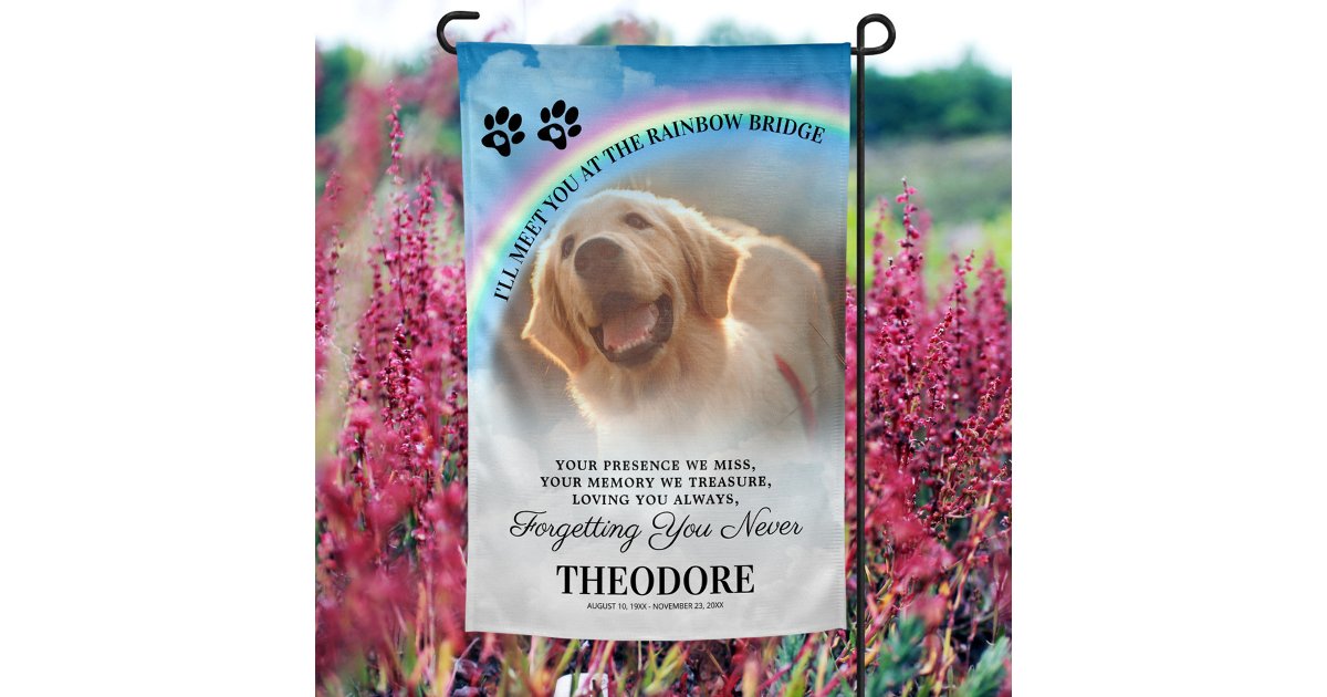 Pet Rainbow Bridge Photo Tribute Garden Flag | Zazzle