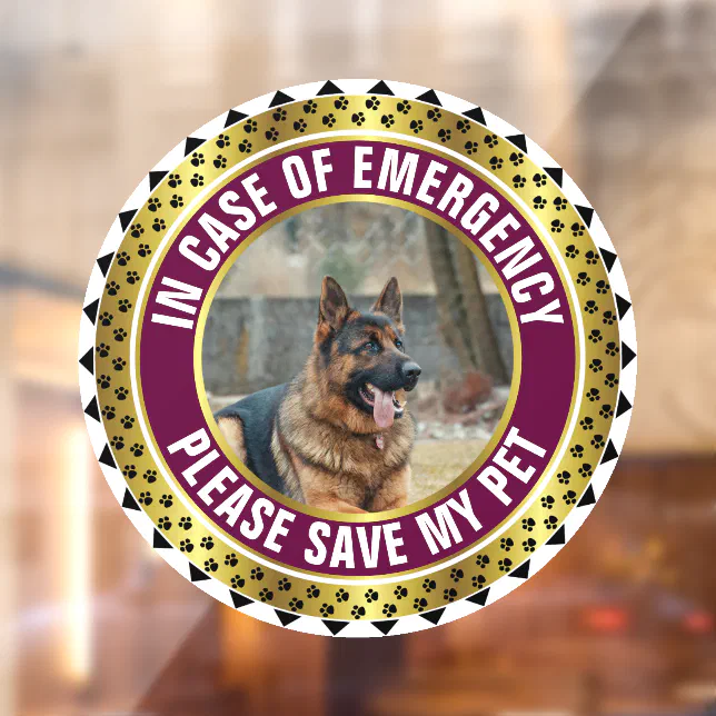 Pet Safety Alert Custom First Responder Photo Window Cling | Zazzle