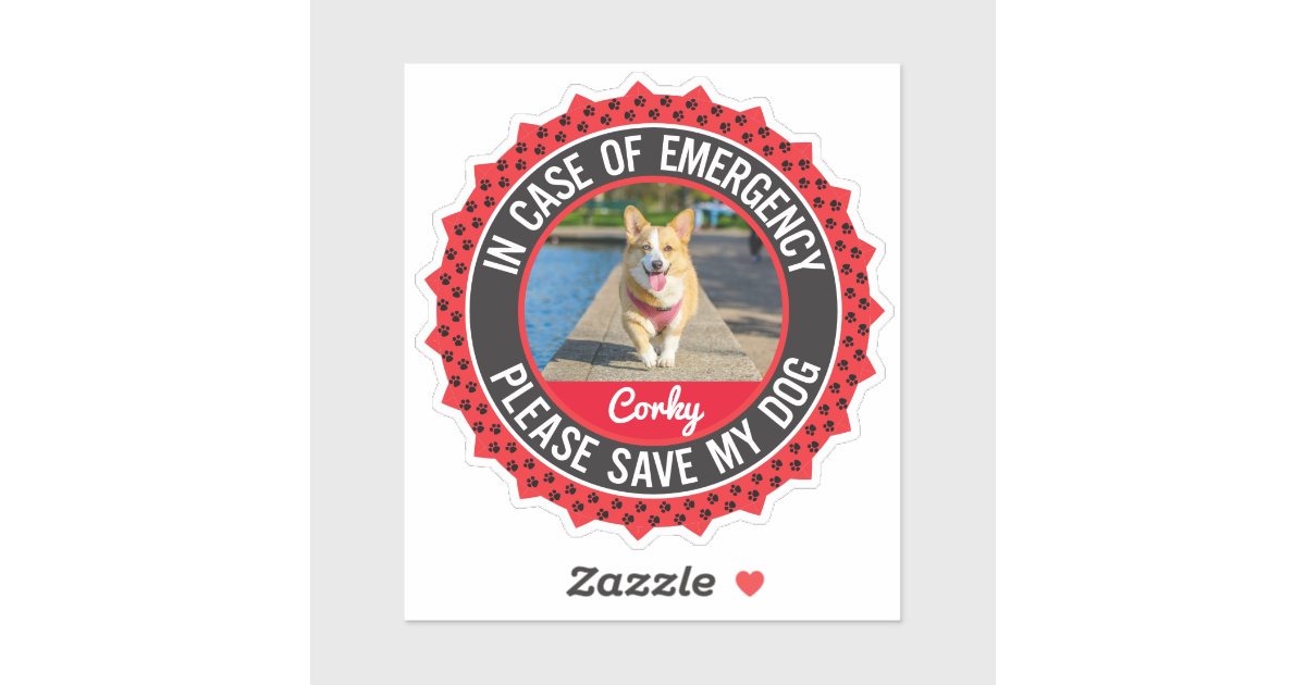 Pet Safety Alert In Case of Emergency Dog Corgi Sticker | Zazzle