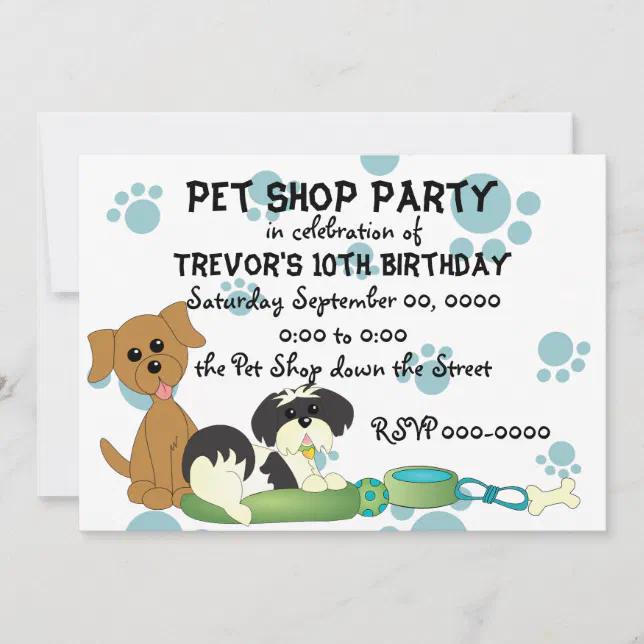 Pet Shop Party Invitation | Zazzle
