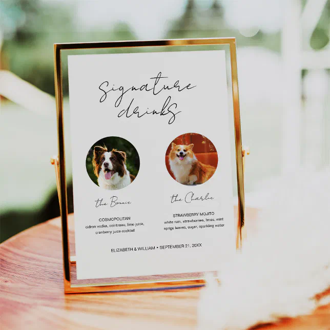 Pet Signature Drinks Dog Bar Cocktail with 2 Photo Poster | Zazzle