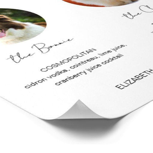 Pet Signature Drinks Dog Bar Cocktail with 2 Photo Poster | Zazzle