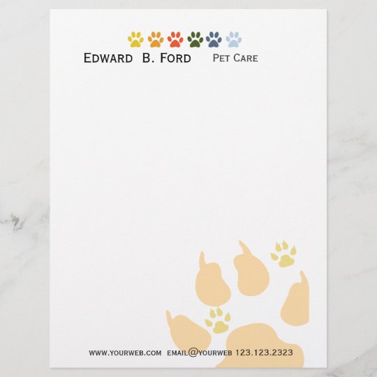 Pet Sitter Animal Care Veterinarian Letterhead | Zazzle.com
