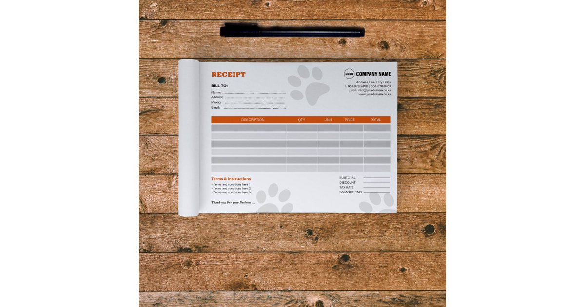 Pet Sitter Custom Receipt Notepad | Zazzle