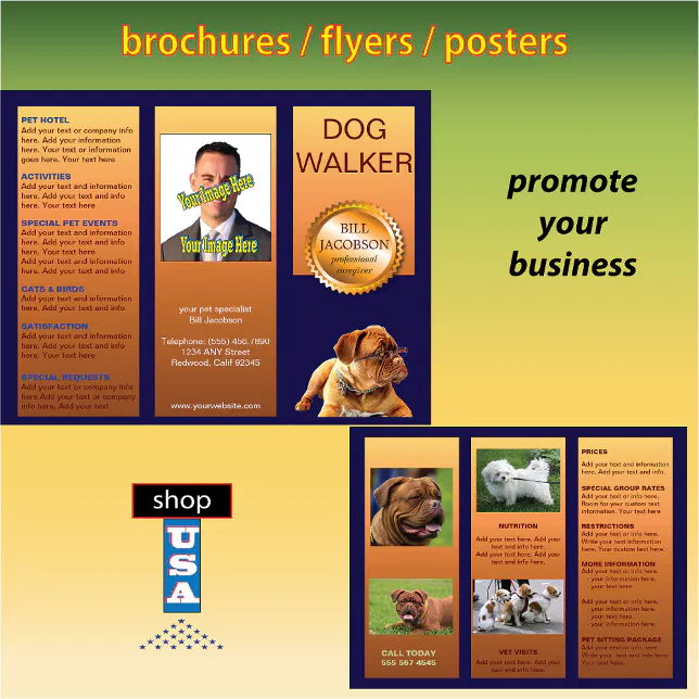 Pet Sitter Dog Walker Trifold Brochure | Zazzle