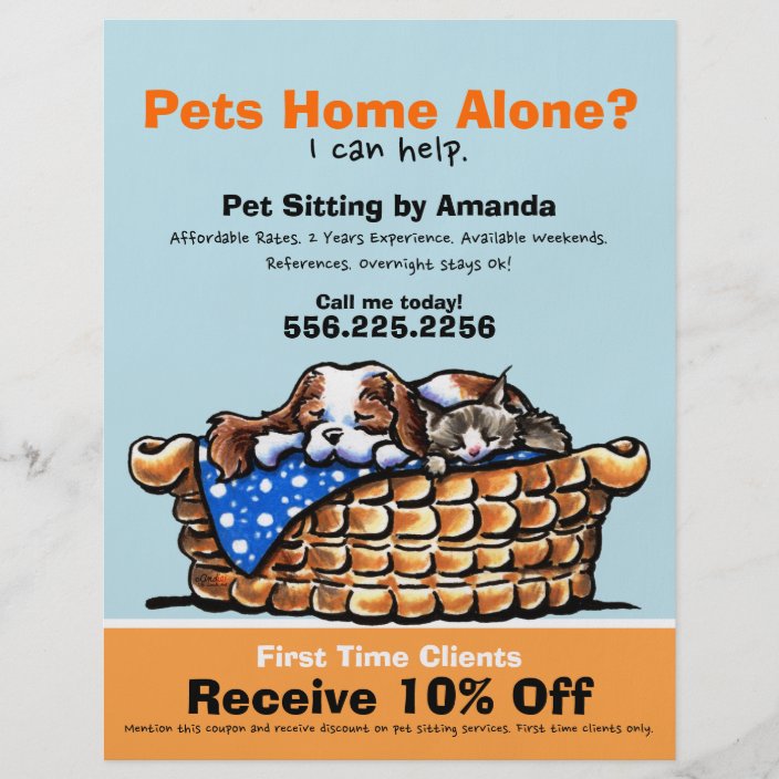 Pet Sitter Sitting Ad Coupon CKCS/kitten Flyer | Zazzle.com