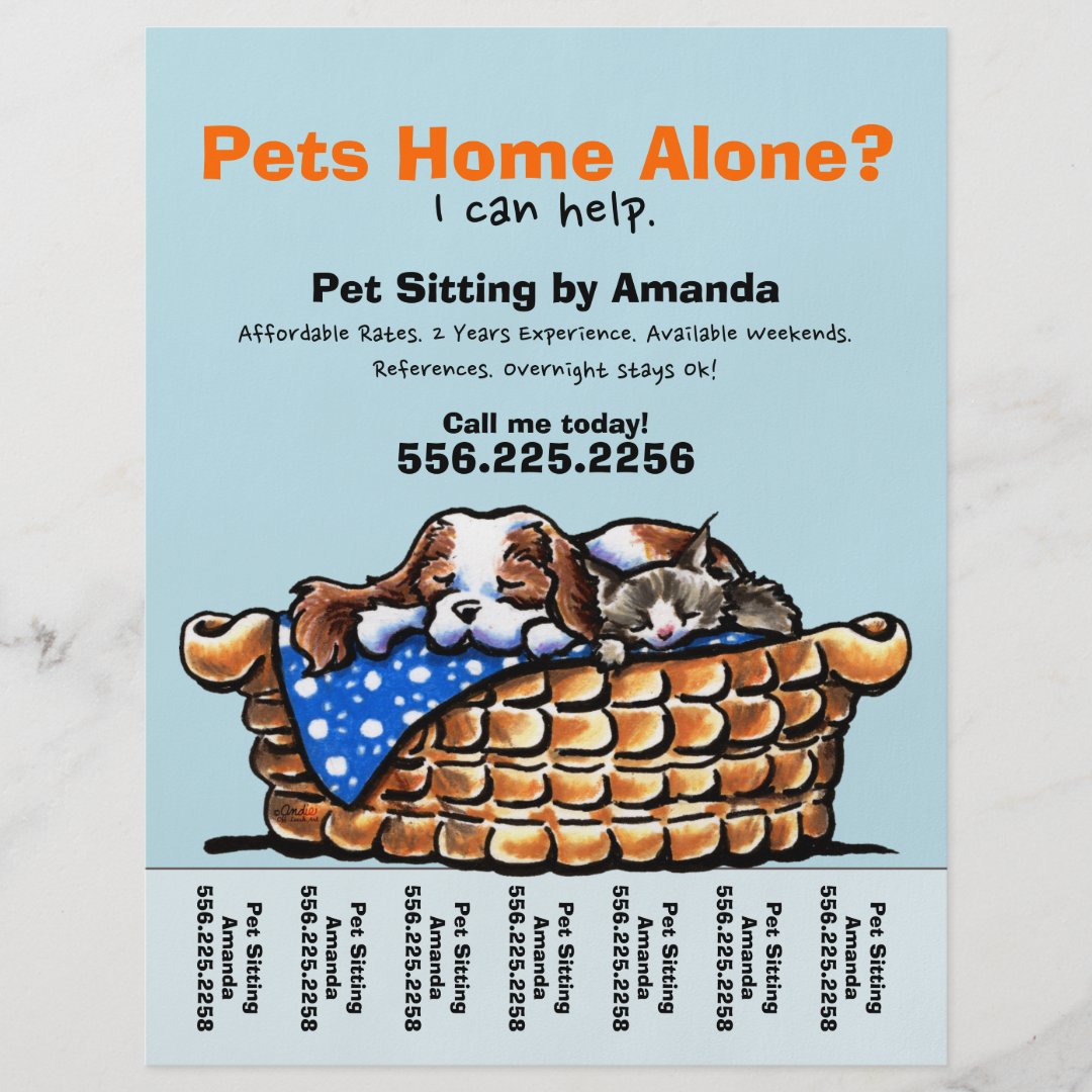 Pet Sitter Sitting Personalized Tear Sheet | Zazzle